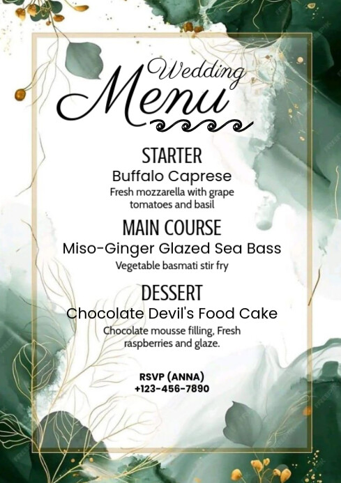 Wedding Menu Template | PosterMyWall