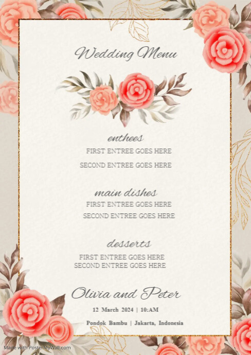 Wedding Menu Template | PosterMyWall