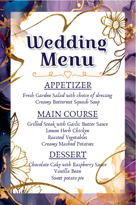 Wedding Menu Template | PosterMyWall