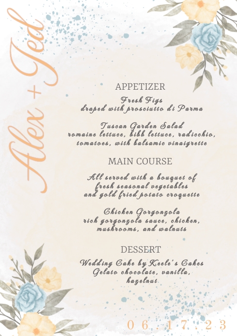 wedding menu Template | PosterMyWall