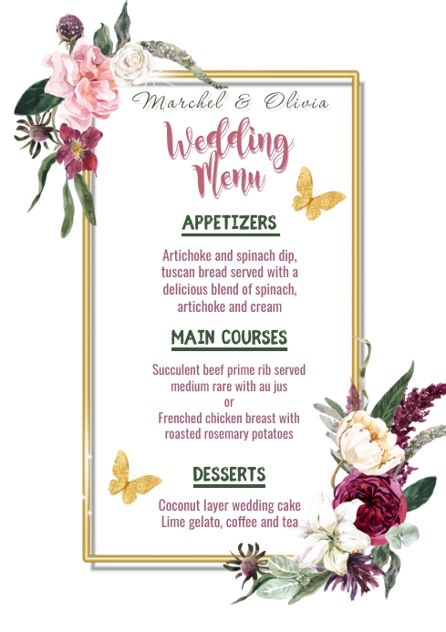 Wedding Menu Template | PosterMyWall
