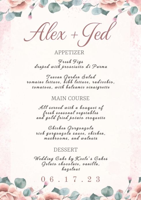 wedding menu Template | PosterMyWall