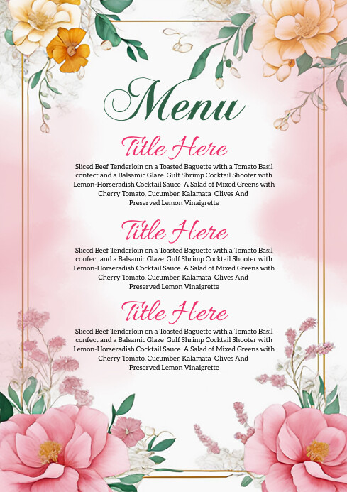 Wedding Menu Flyer Template | PosterMyWall