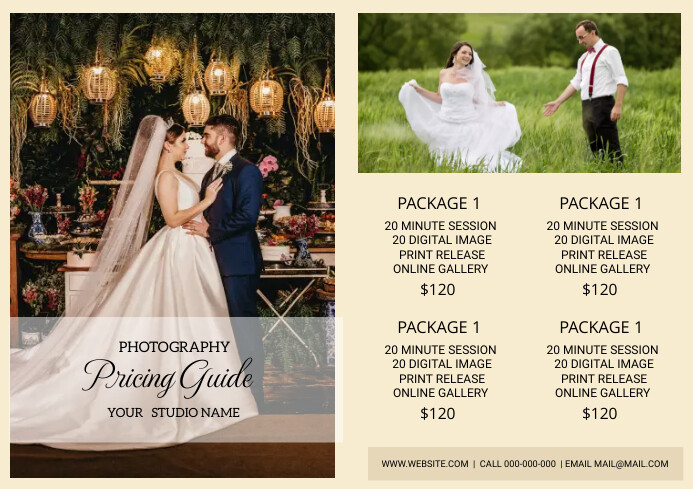 Wedding Photography Price list Template | PosterMyWall