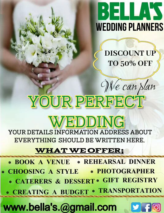 Wedding planner ad social media template (1) | PosterMyWall