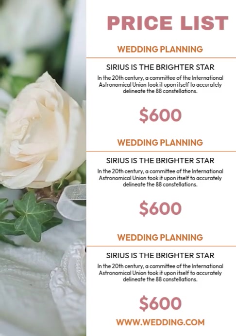 Wedding Pricelist Offer Template | PosterMyWall