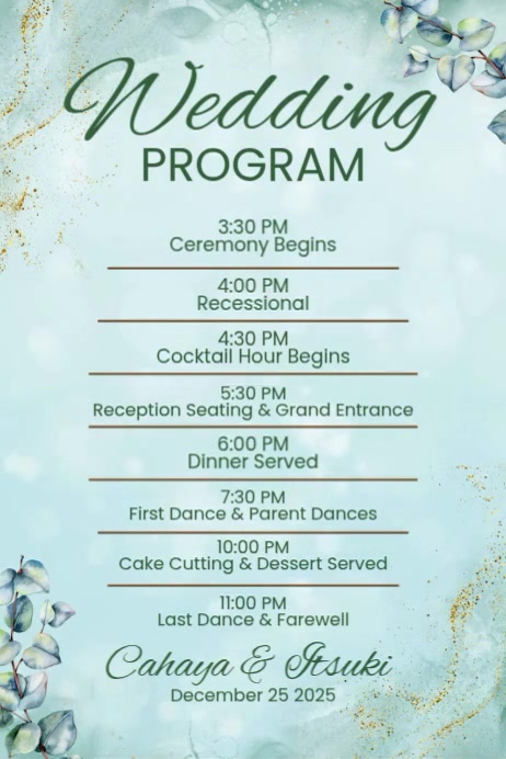 Wedding Program Ceremony Template | PosterMyWall