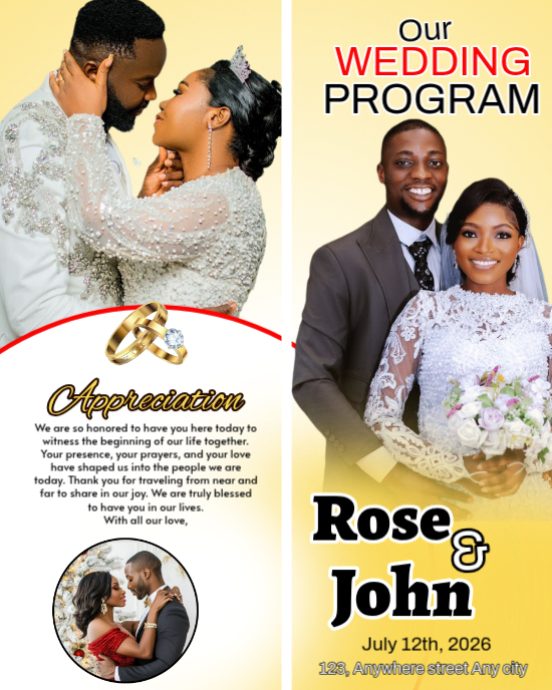 Wedding program Church Template | PosterMyWall