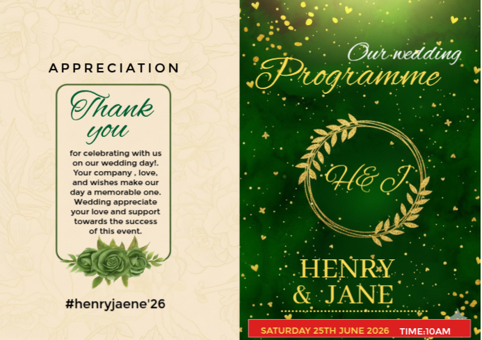 Wedding program cover Template | PosterMyWall