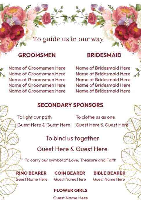 Plantilla de Wedding Program | PosterMyWall