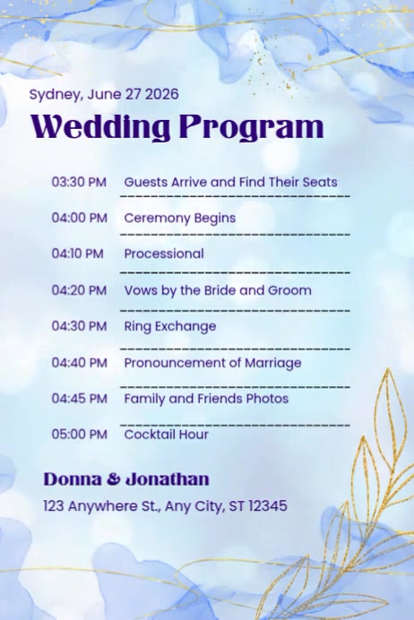 Plantilla de Wedding Program Flyer | PosterMyWall