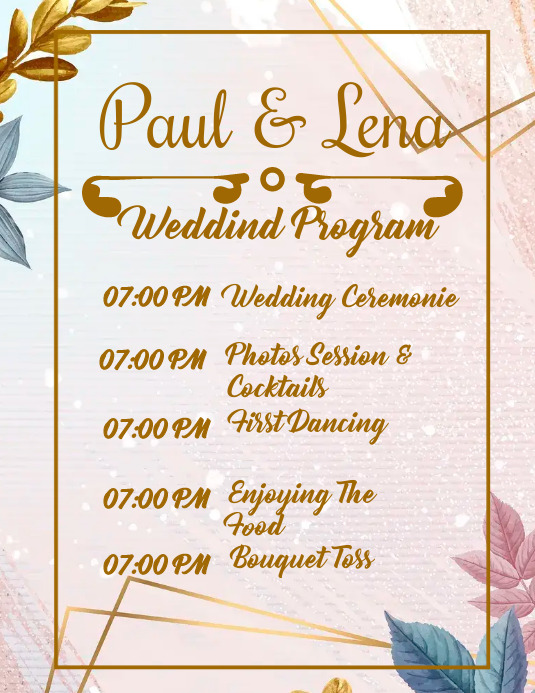 wedding program flyer template (1) | PosterMyWall