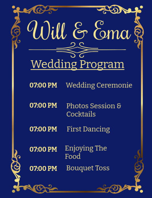 wedding program flyer template (3) | PosterMyWall