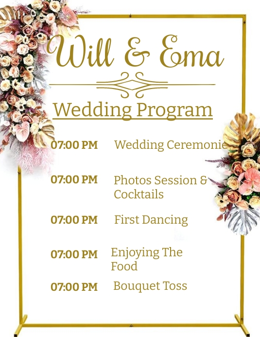 wedding program flyer template (4) | PosterMyWall