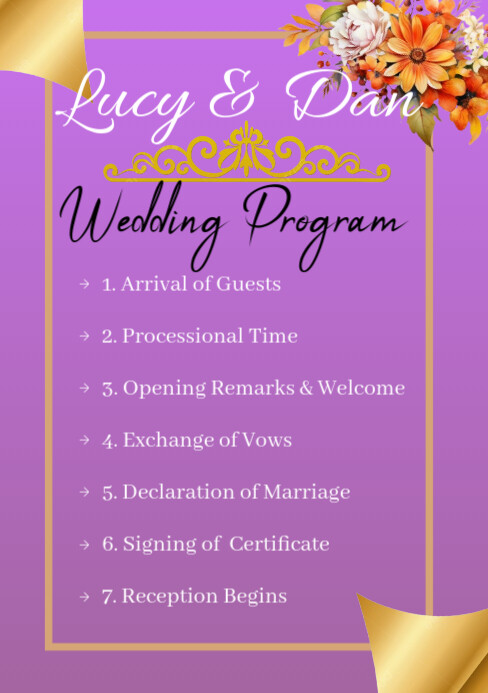 WEDDING PROGRAM WEEDING INVITATION Template | PosterMyWall