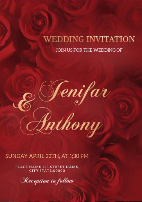 wedding rad rose background invitation card template | PosterMyWall
