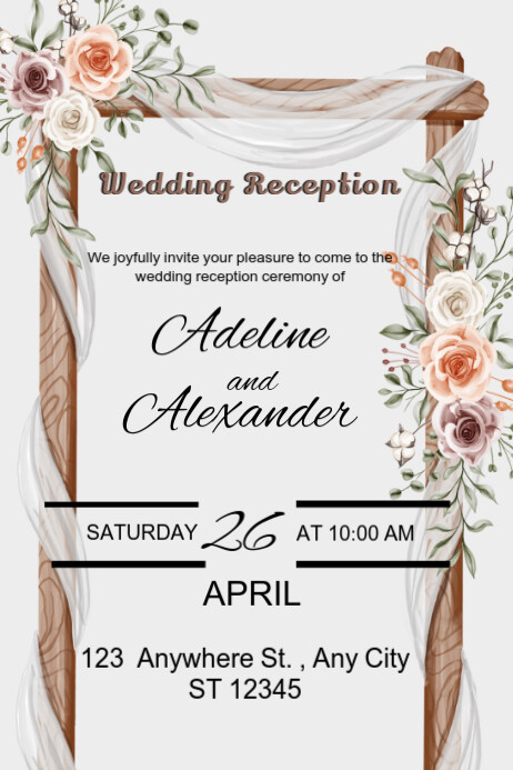 WEDDING RECEPTION INVITATION CARD Template | PosterMyWall