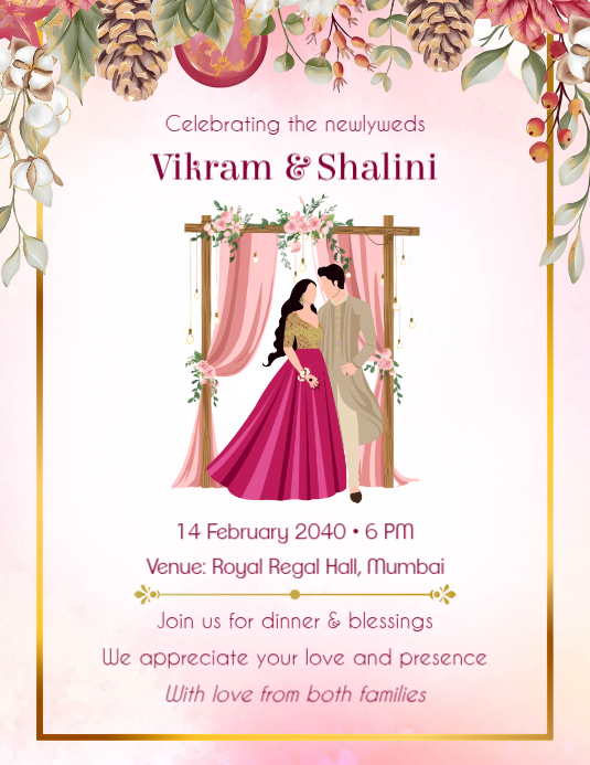 Wedding Reception Invitation Card Flyer Template | PosterMyWall