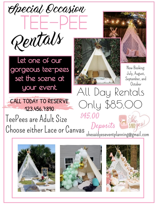 Wedding Rental Item Flyer Template | PosterMyWall