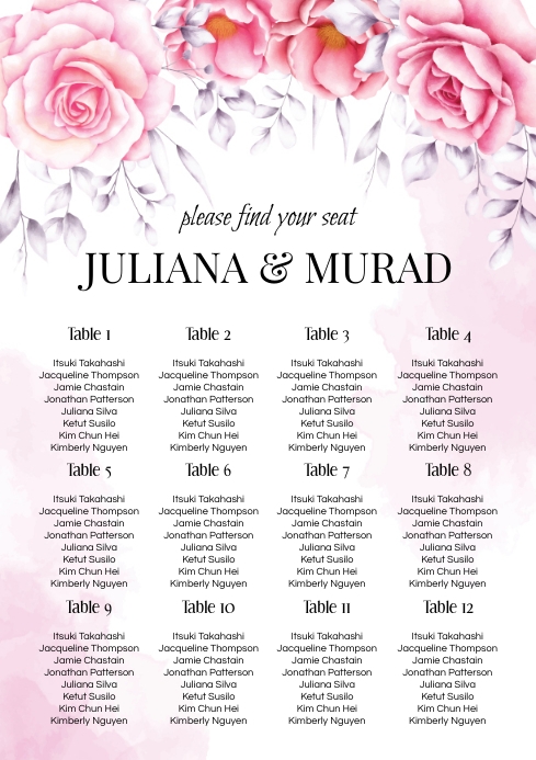 Wedding Seating Chart Template | PosterMyWall