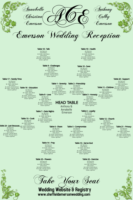 Wedding Seating Chart flower 2 Templat | PosterMyWall