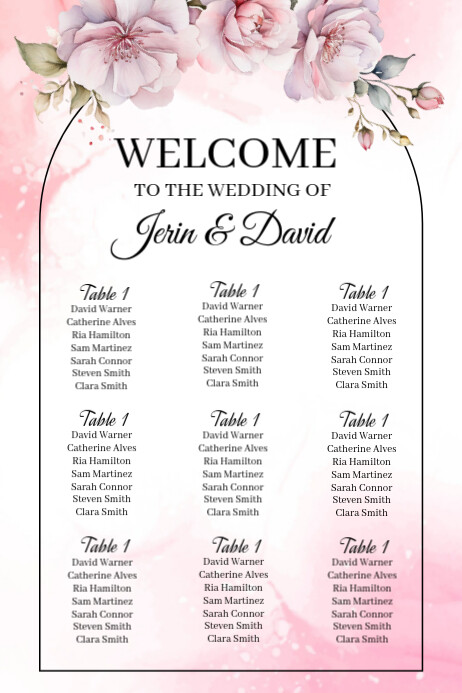 Plantilla de Wedding Seating Chart Template | PosterMyWall