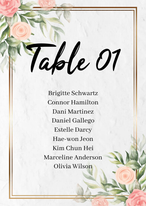 Wedding Table Number Template | PosterMyWall