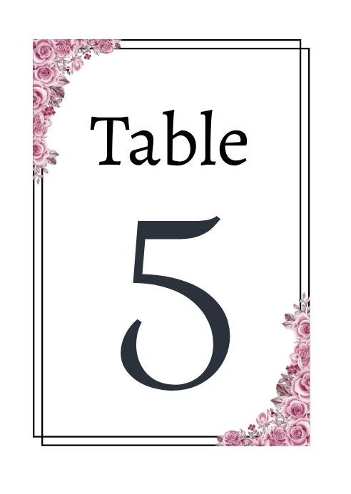 Wedding Table Number Template floral (1) | PosterMyWall