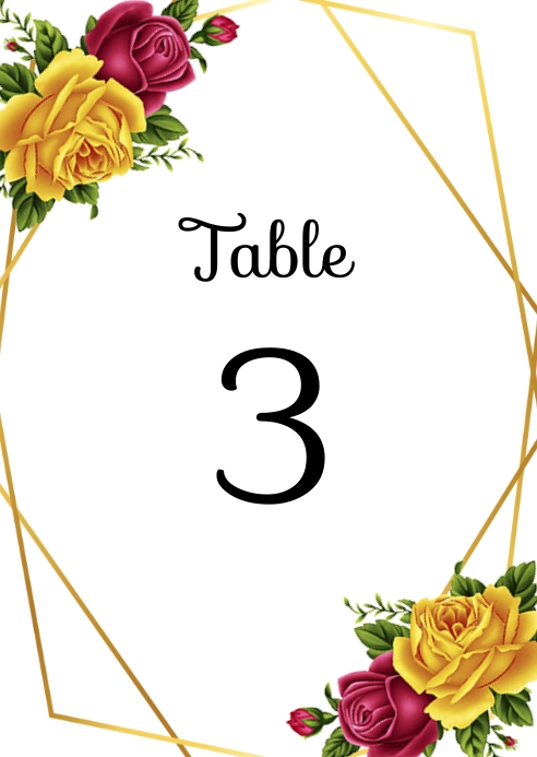 Wedding Table Number Template floral (1) | PosterMyWall