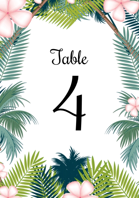Wedding Table Number Template greene | PosterMyWall