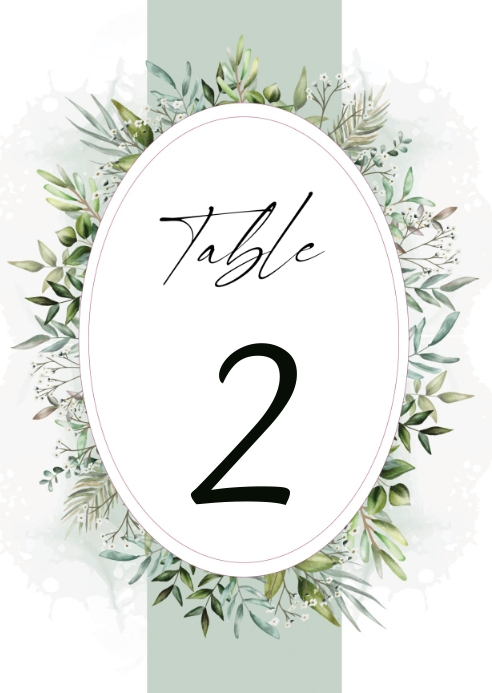 Wedding Table Number Template greene | PosterMyWall