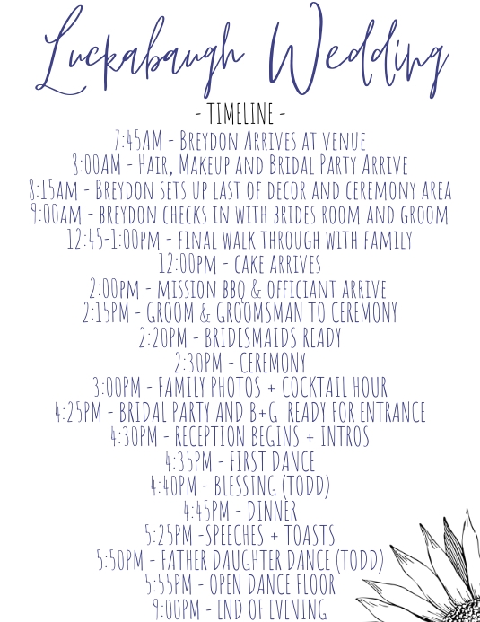 Wedding Timeline Template | PosterMyWall