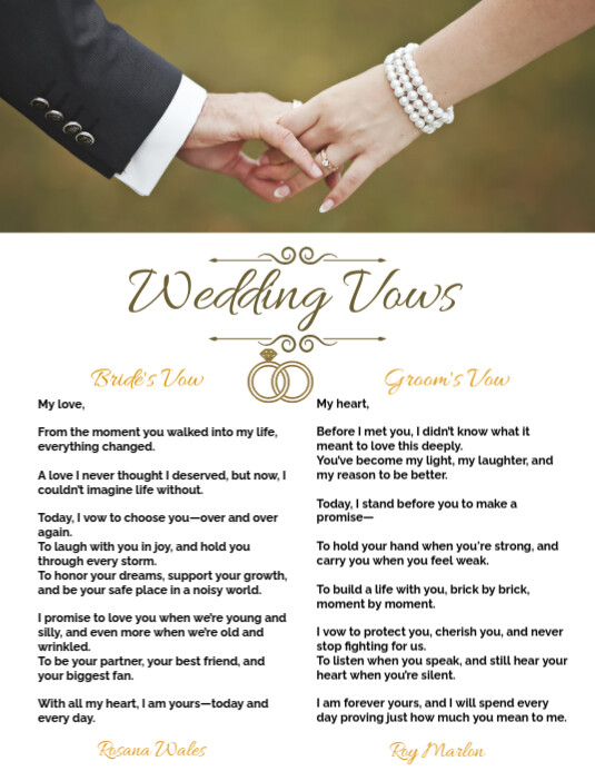 wedding vows template | bride and groom wedding vows | wedding vows ...