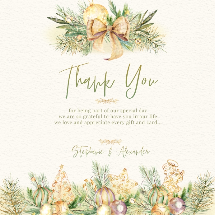Wedding Winter Theme Thank You Card Template | PosterMyWall