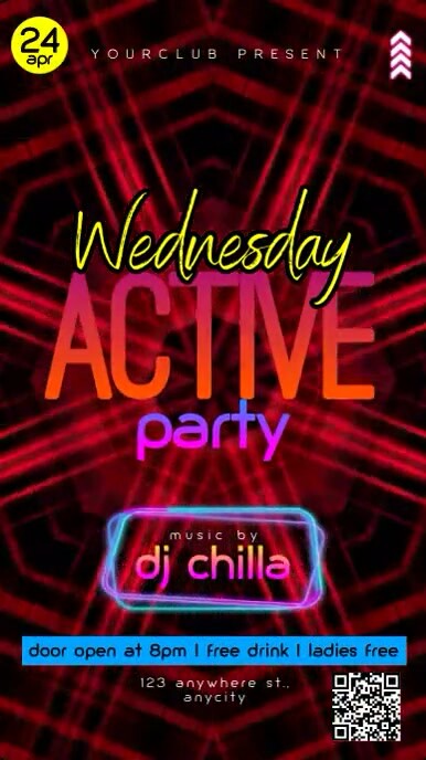 Wednesday Active Party Template | PosterMyWall