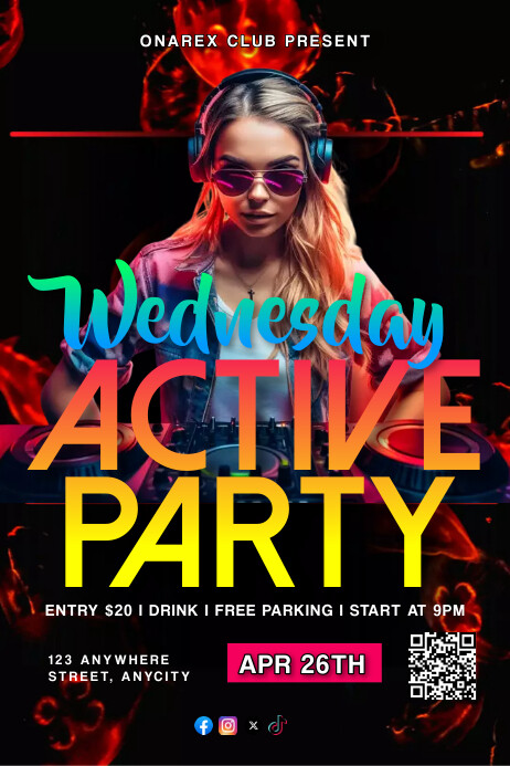 Wednesday Active Party Template | PosterMyWall