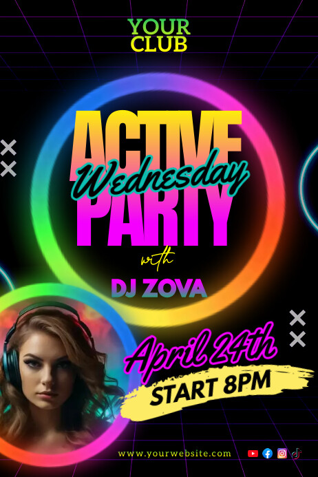 Wednesday Active Party Template | PosterMyWall