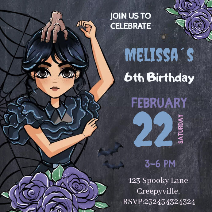 wednesday addams invitations Template | PosterMyWall