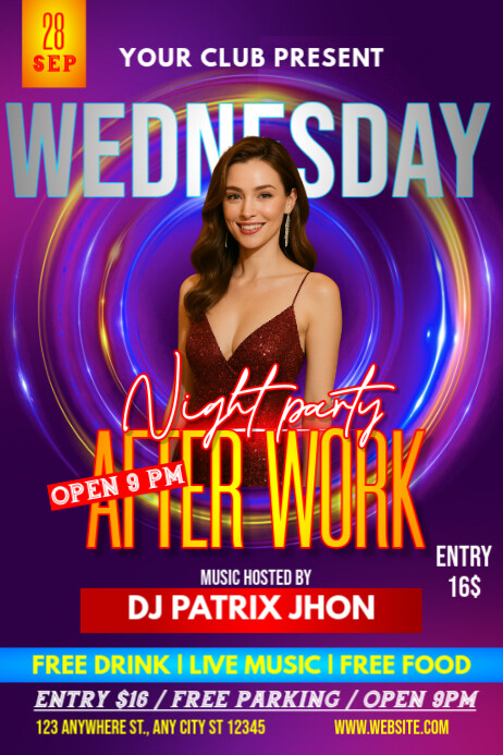 Copy of Wednesday after work night party poster | PosterMyWall