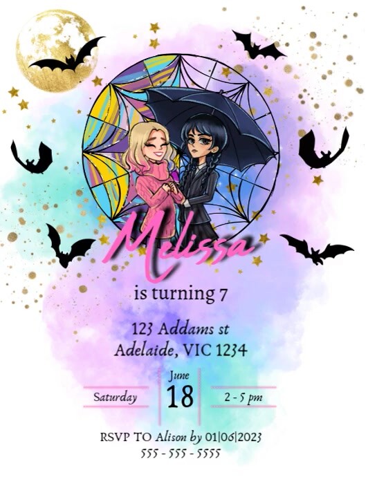 Plantilla de Wednesday and Enid Birthday Invitation Templa | PosterMyWall