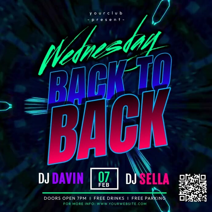 wednesday back to back party Template | PosterMyWall