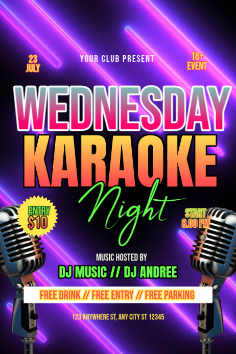 Plantilla de Wednesday karaoke night | PosterMyWall