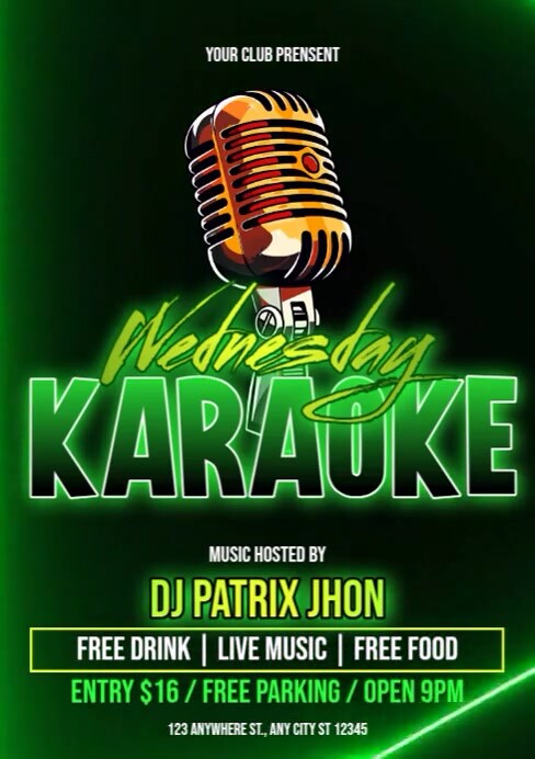 Copy of Wednesday karaoke video | PosterMyWall