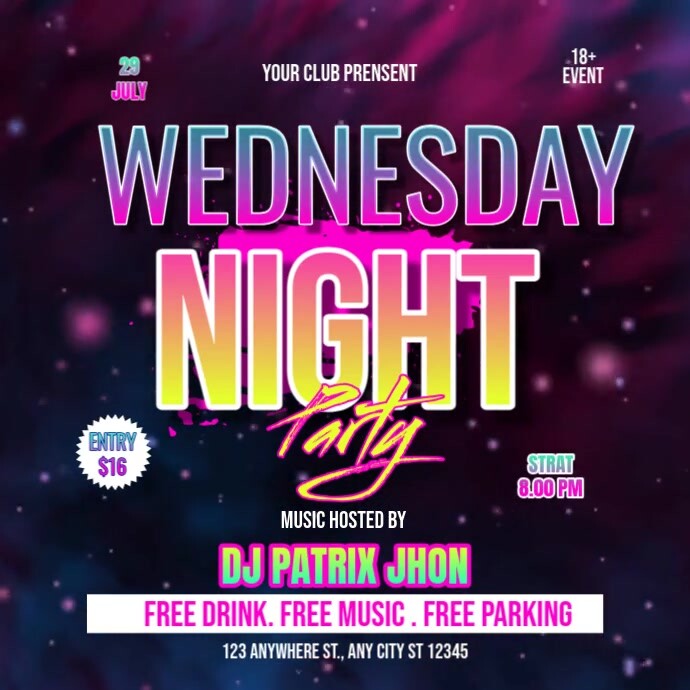 Wednesday night party Template | PosterMyWall