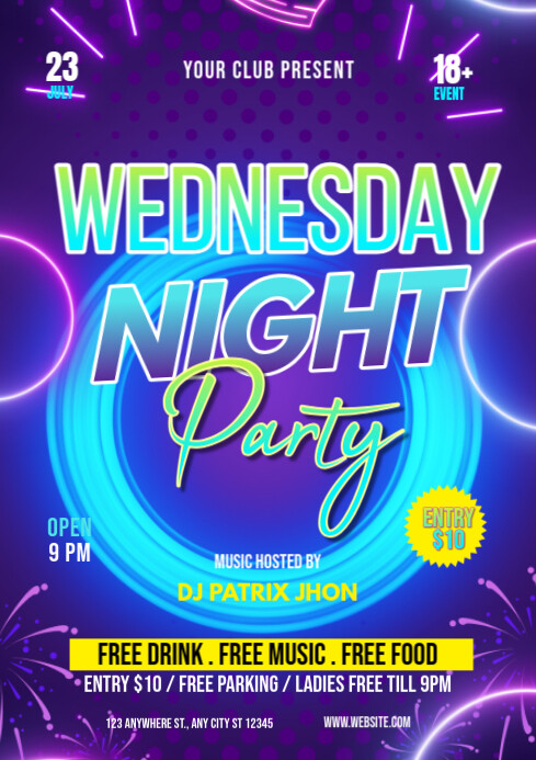Plantilla de Wednesday night party | PosterMyWall