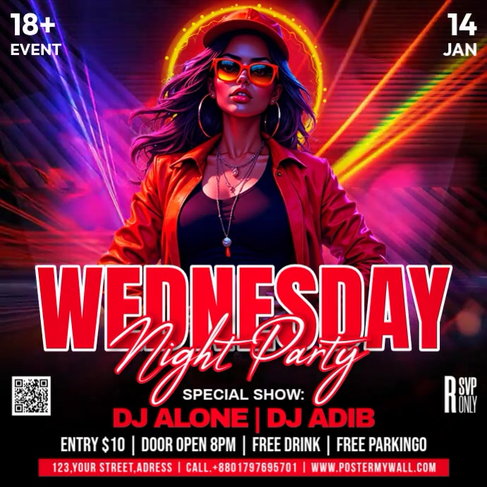 Plantilla de Wednesday Night Party | PosterMyWall