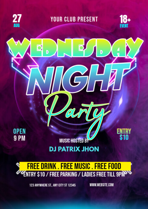 Copy of wednesday night party | PosterMyWall