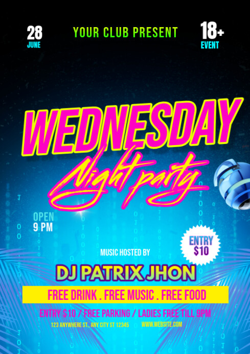 Wednesday night party Template | PosterMyWall