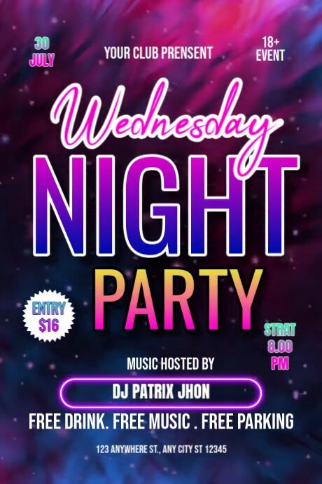 Copy of Wednesday night party | PosterMyWall