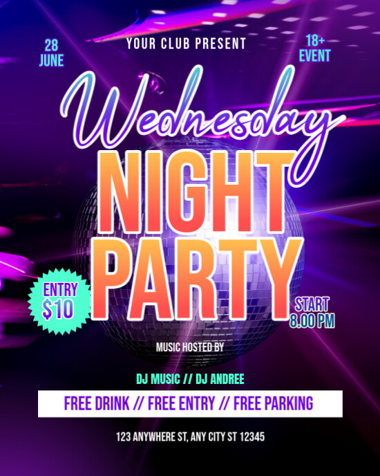 Wednesday night party Template | PosterMyWall